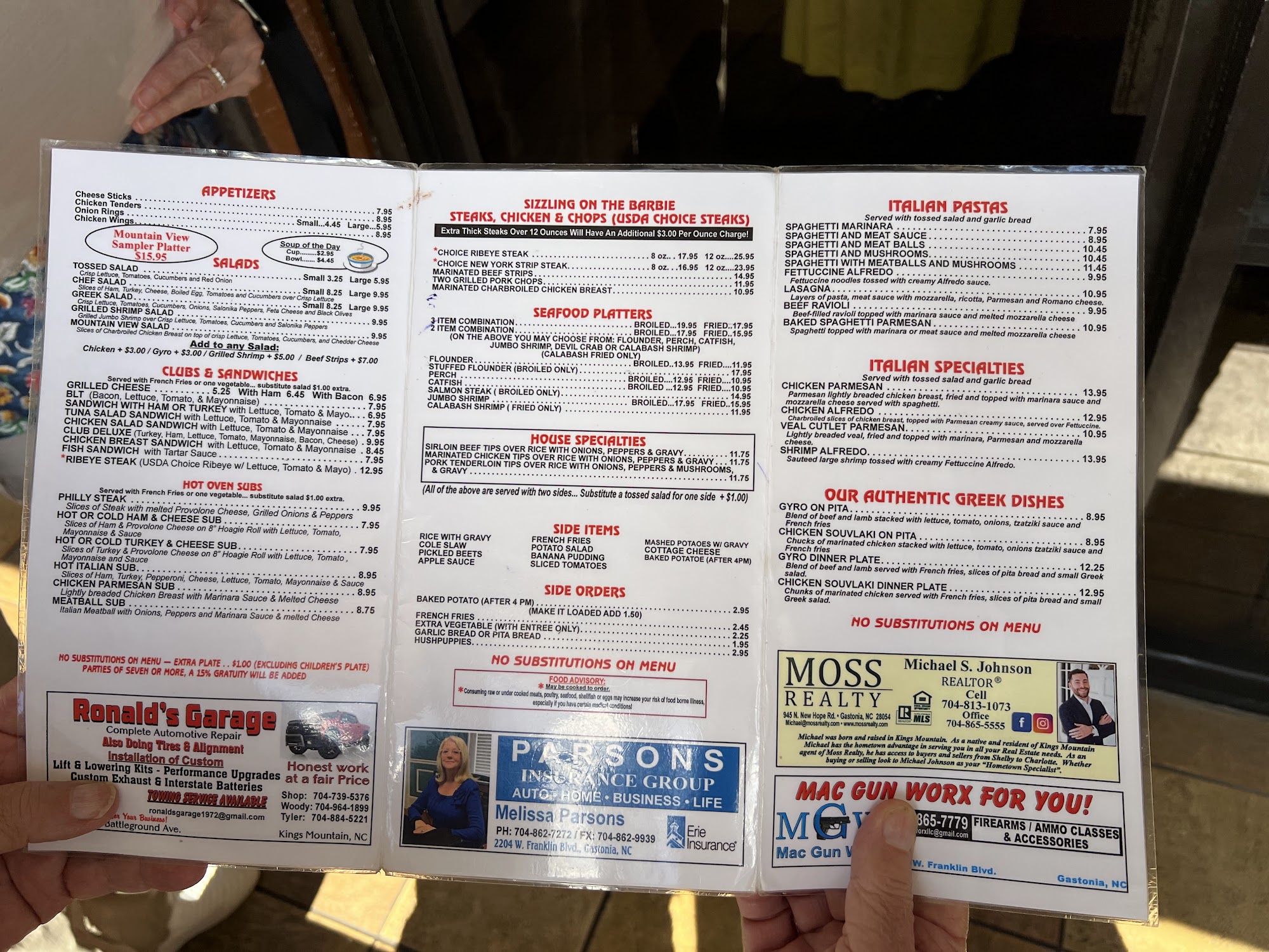 Mountain View Restaurant Menu (Updated 09/2025)