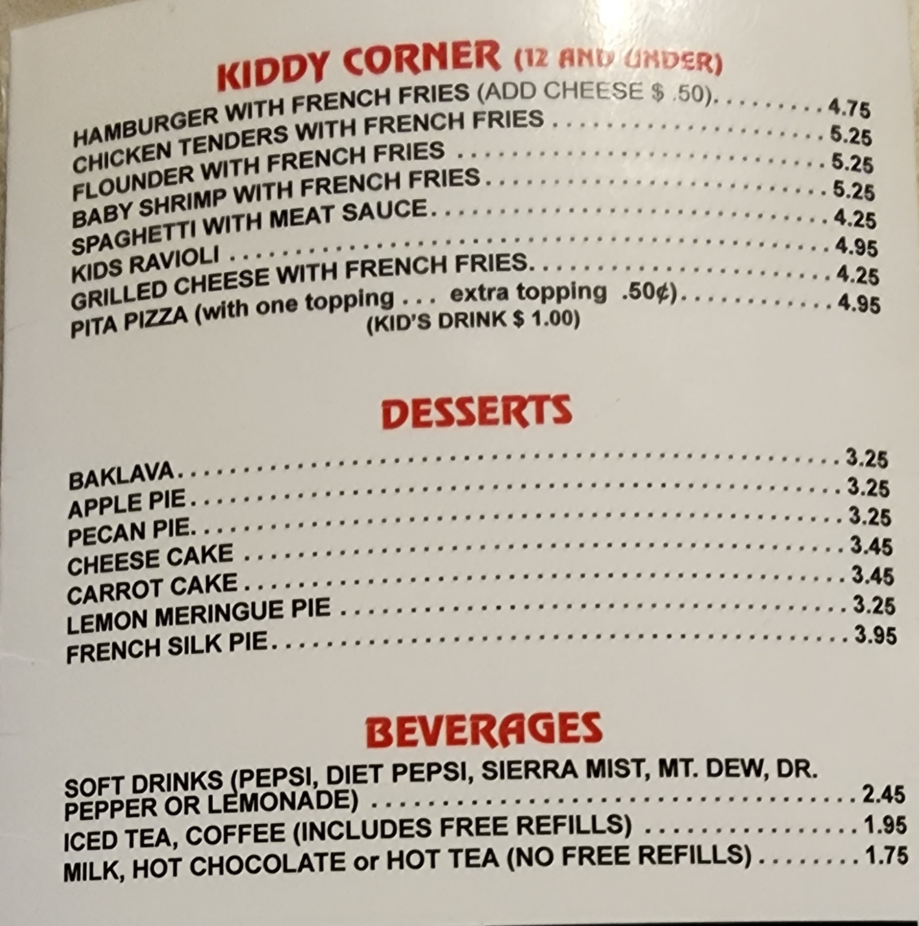 Mountain View Restaurant Menu (Updated 09/2025)